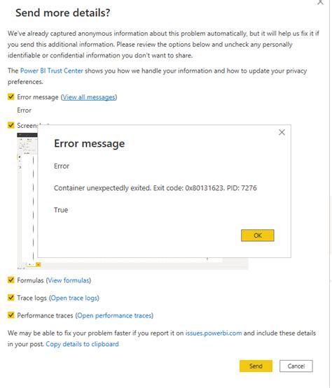 Container Unexpectedly Exited Exit Code 0x801316 Microsoft Fabric Community