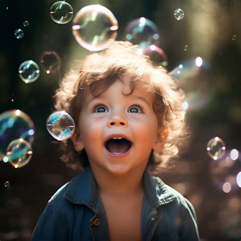 Premium Ai Image Small Boy Enjoying Rainbow