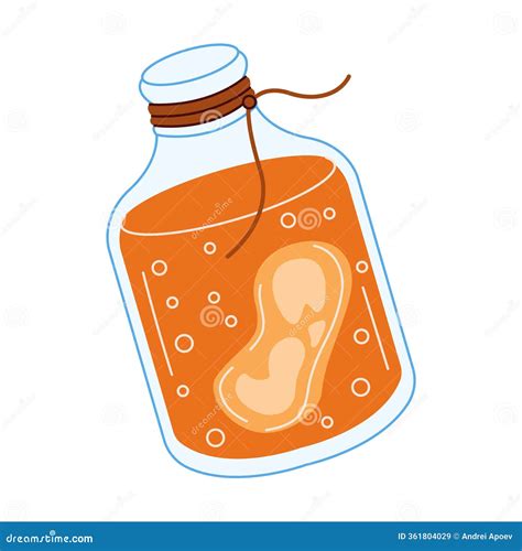 Traditional Kombucha Brewing Jar With Fermentation Process Cartoon