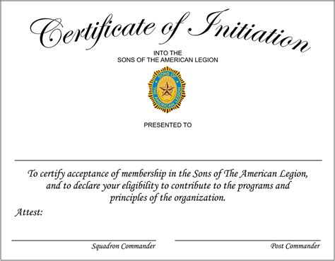 Sal Certificate Of Initiation