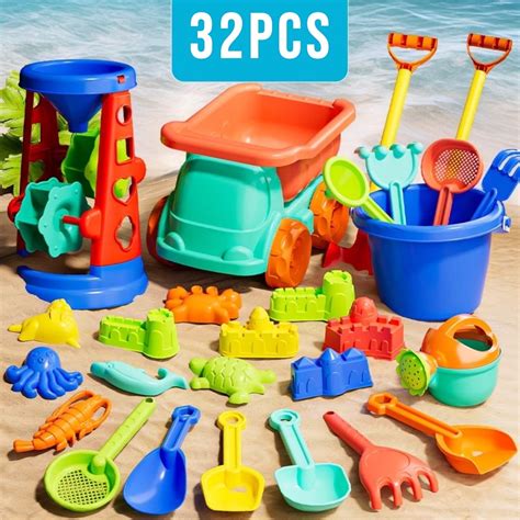 Fvloeng Beach Toy 32 Piece Sand Bucket Toys Shovels Setbeaches