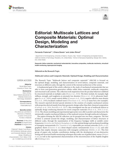 Pdf Editorial Multiscale Lattices And Composite Materials Optimal Design Modeling And