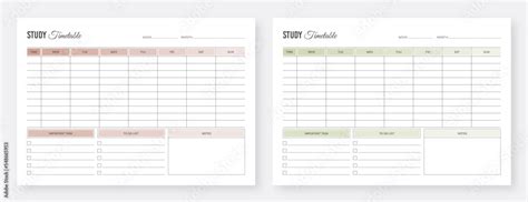 Study Timetable Planner Study Schedule Planner Template Study Planner