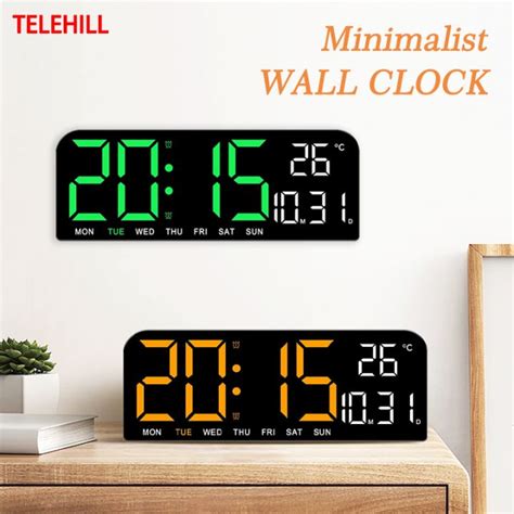 Large Screen Digital Wall Clock Temperature Humidity Date Week Display Timing Countdown 4 Level