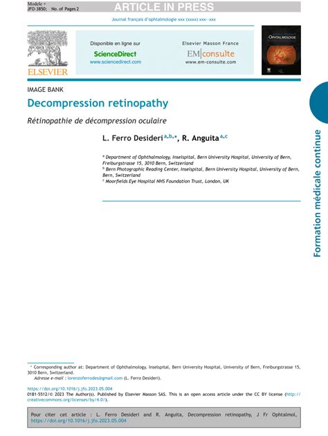 Pdf Decompression Retinopathy