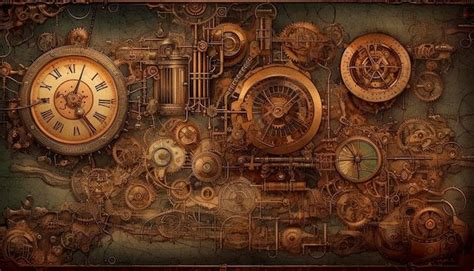 Steampunk Style Wallpaper With Clock Face