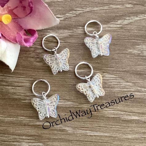 Glass Butterfly Dread Braid Rings Silver Or Gold Loc Jewelry Hair
