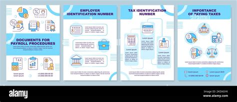 Documents For Payroll Procedures Blue Brochure Template Stock Vector