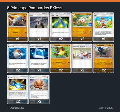 6 Primeape Rampardos Exless Pokémon Tcg Pocket