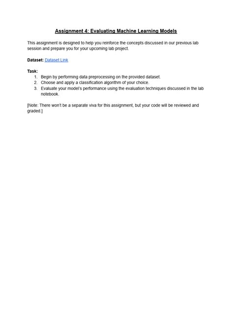 Assignment 4 Evaluating Machine Learning Models Pdf