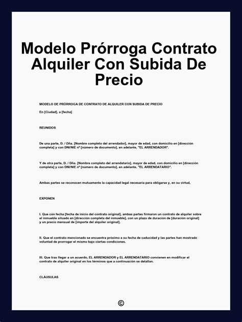Modelo Prórroga Contrato Alquiler Con Subida De Precio