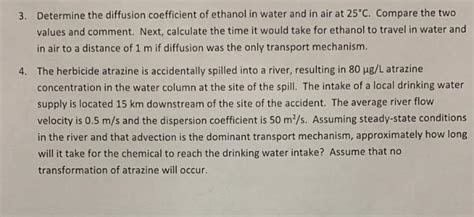 Solved 3 Determine The Diffusion Coefficient Of Ethanol In