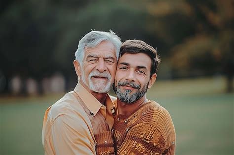 Premium Photo Adult Son Hugs His Dad On Father39s Day