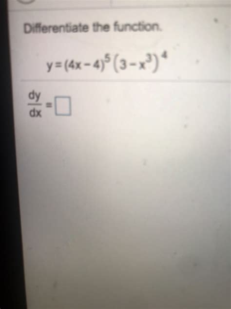 Solved Differentiate The Function Y 4x 45 3 X Solved Differentiate The Function Y 4x 45 3 X