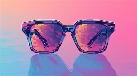 Premium Photo Pixelated Sunglasses With Neon Gradient Background