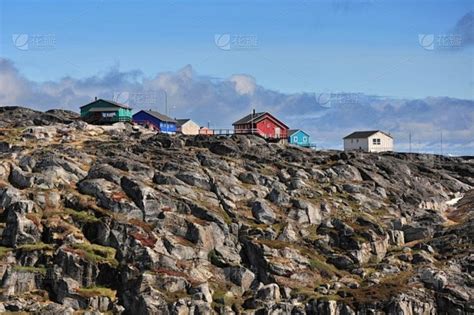格陵兰人类居住地自然乡村建筑外部房屋图像北美无人冰山