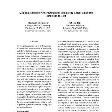 A Spatial Model For Extracting And Visualizing Latent Discourse Structure In Text Acl Anthology