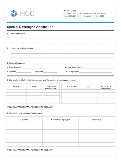 Special Coverages Application The Protection You Need For Hcc Fill