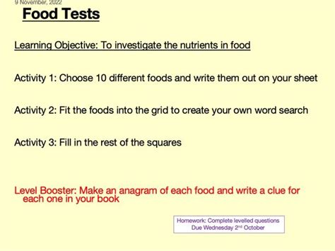 Food Test Gcse Biology Lesson Powerpoint Edexcel Teaching Resources