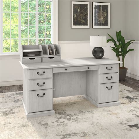 Bush Furniture Saratoga Executive Desk With Drawers And Desktop
