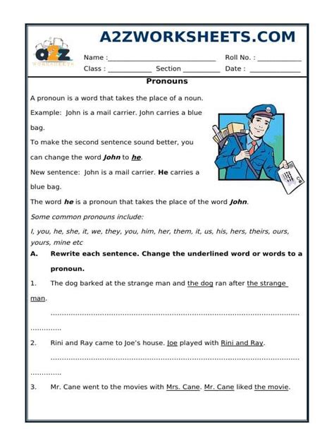 A2zworksheetsworksheet Of Pronouns Grammar English