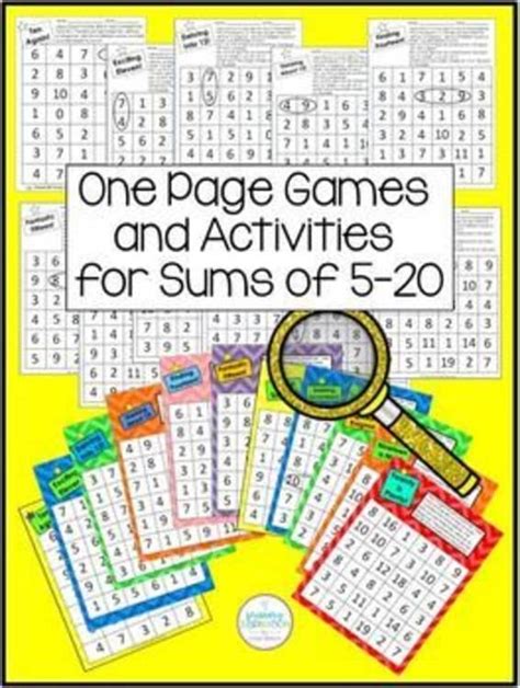 Math Fact Fluency Sums To 20 Search And Circle The Addends Games