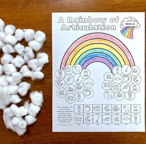 A Rainbow Of Articulation And Language Speech Therapy Cotton Ball Cra