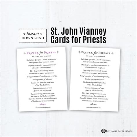 Saint John Vianney Greeting Cards Catholic Prayer For Priests