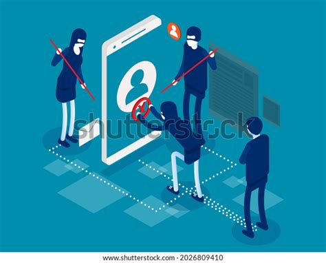 Internet Hacker Composition Hacker Isometric Hacker Stock Vector