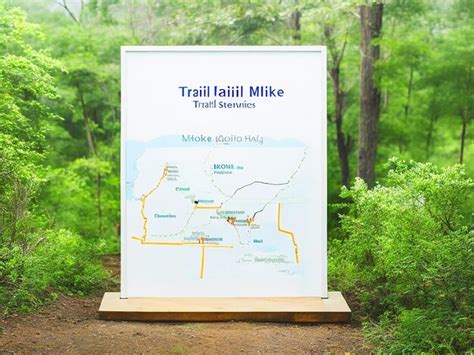Premium Ai Image Nature Hike Trail Map Signage Mockup With Blank White Empty Space For Placing