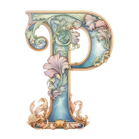 Premium Photo A Close Up Of A Fancy Capital Letter P With A Floral