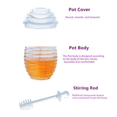 Acylic Honey Jar Pot Glass Dipper Dispenser For Ju Grandado