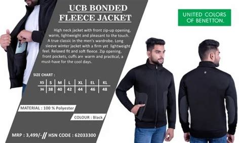 Black Polyester Ucb Bonded Fleece Jacket At ₹ 1300piece In New Delhi