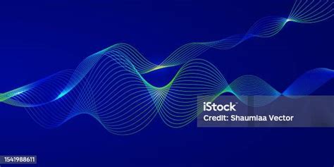 진한 파란색 추상적인 배경에 동적 파란색 입자 물결 선 추상적인 사운드 시각화 발광 입자의 파동 흐름의 디지털 구조 3차원 형태에 대한 스톡 벡터 아트 및 기타 이미지