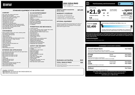 Window Sticker By Vin Professional Build Sheet Monroney Decals