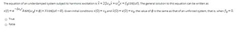 Solved The Equation Of An Underdamped System Subject To