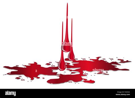 Vector Puddle Of Blood With Drops Isolated On White Background Red