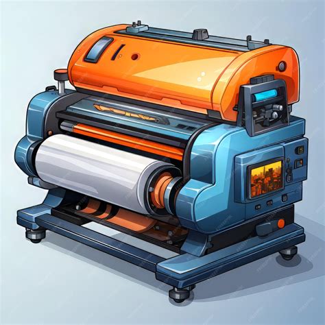Free Photo Illustration Of An Orange And Blue Electric Printer On A
