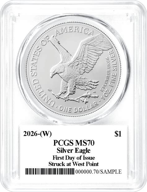 2026 1 Silver Eagle Pcgs Ms70 First Day Of Issue Damstra Signed Flag Label