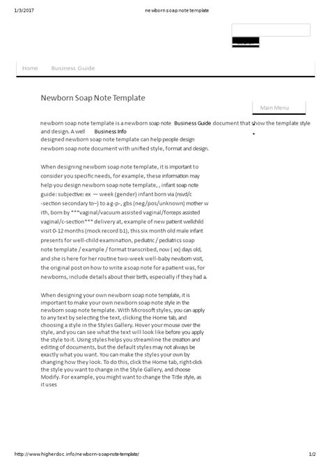 Newborn Soap Note Template