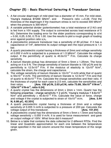 Problems Chapter 5 Transducers Pdf Capacitance Electrical