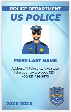 Police Id Card Templates For Ms Word Download Edit And Print