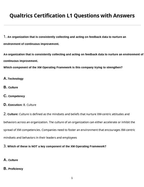 Qualtrics Certification L1 Questions With Answers Exams Psychology