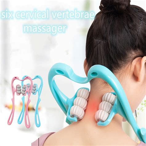 Neck Six Wheel Massager For Pressure Point Therapy Hand Roller Relief