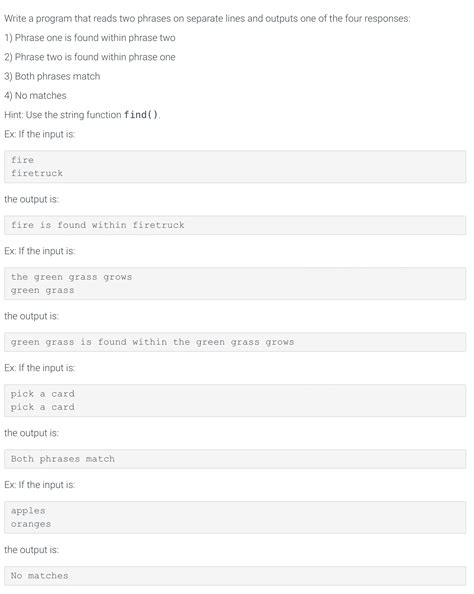 Solved Write A Program That Reads Two Phrases On Separate