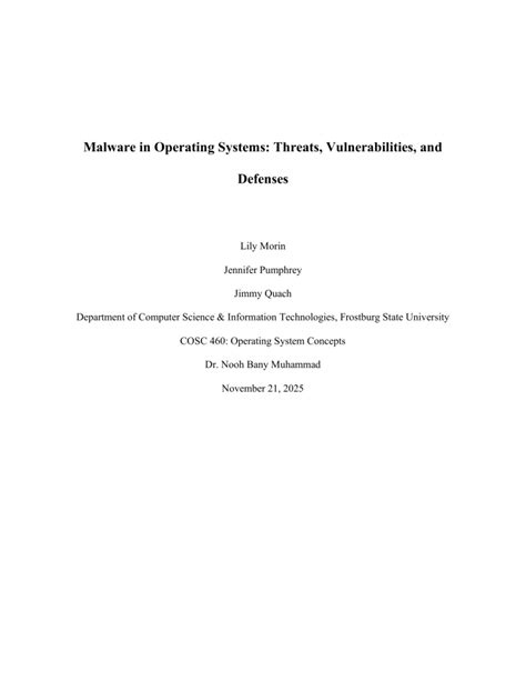 Malware In Operating Systems Threats Vulnerabilities And Defenses
