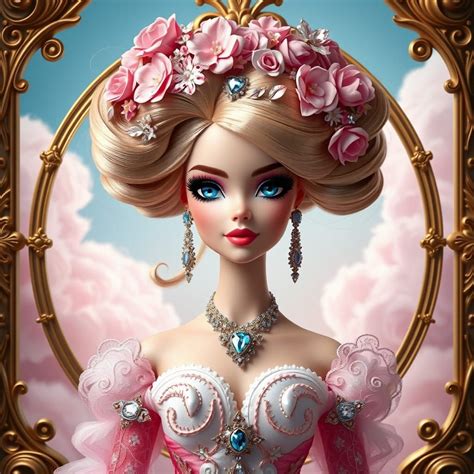 Barbie Doll With Rococo Hairstyle Gilded Barbie In Whimsi