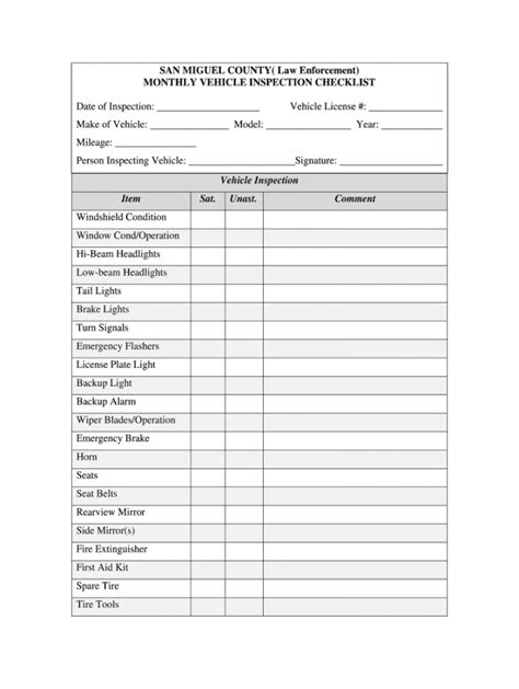 Free Printable Dot Inspection Forms Free Printable Hq