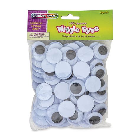 Creativity Street Large Wiggle Eyes Black Assorted Sizes Round Pkg
