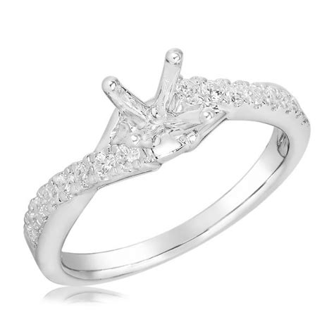 14ctw Diamond Twist Band White Gold Engagement Ring Setting Reeds